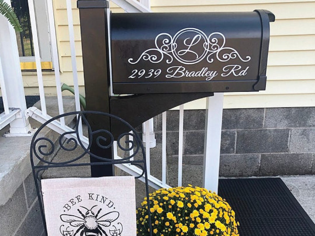 Ersonalized Vinyl Mailbox Decal With Monogram – Mailbox Address Sticker ...