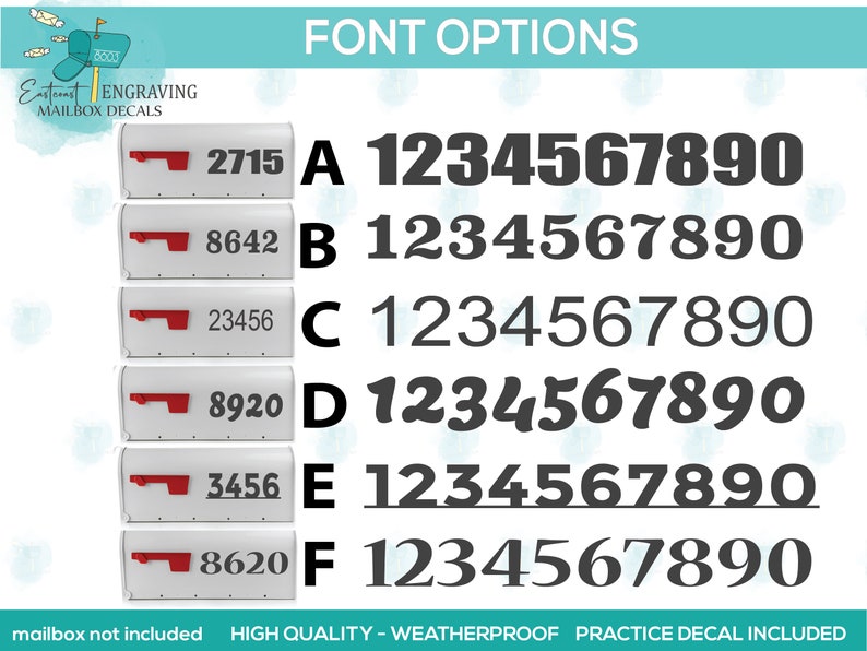 Reflective Mailbox Numbers Decal, Custom House Numbers, Choose Font ...