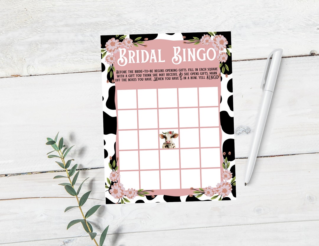 Cow Bingo Bridal Shower Game – Editable Cow Print (digital Download) - Etsy