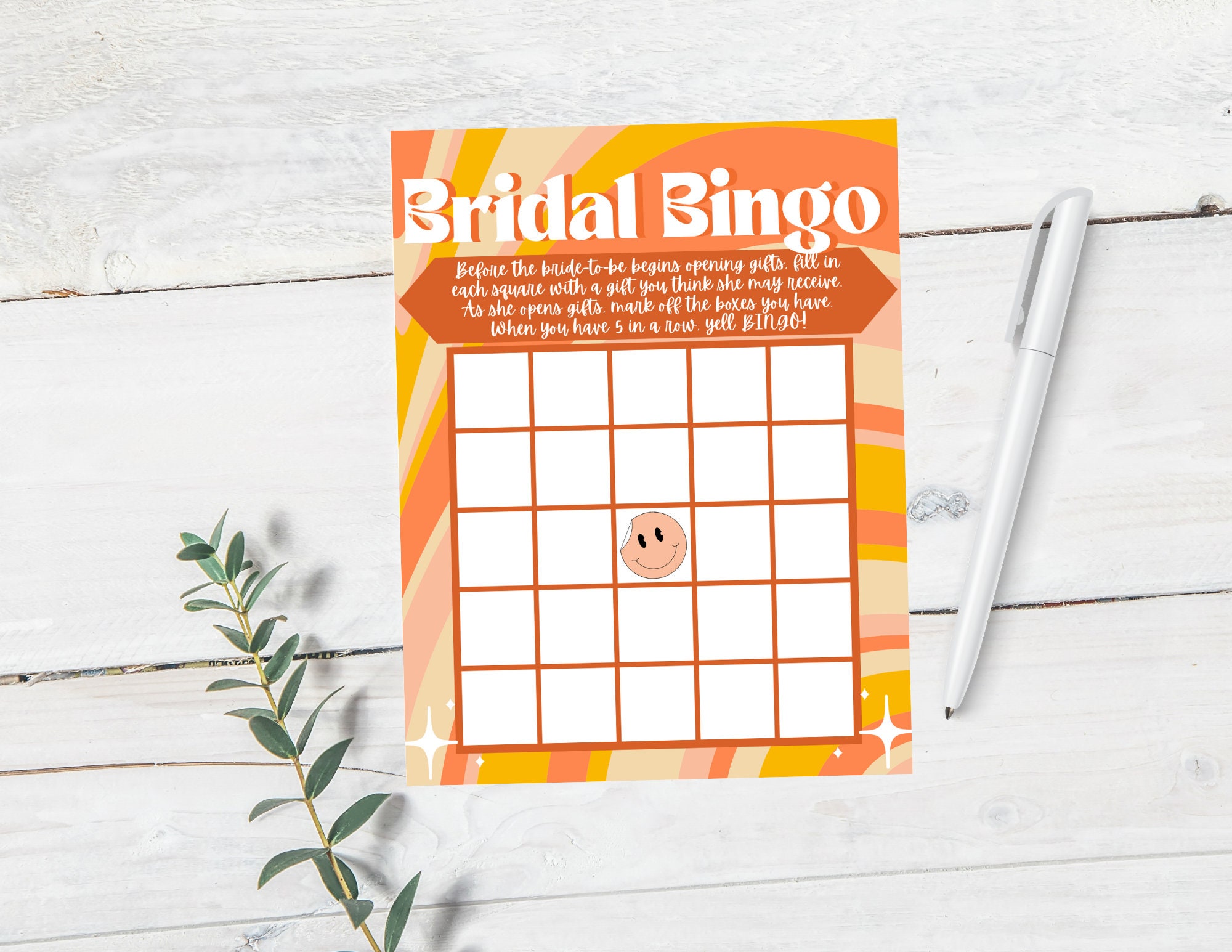 Groovy Bingo Bridal Shower Game Editable, Retro Themed, 60s 70s Hippie ...