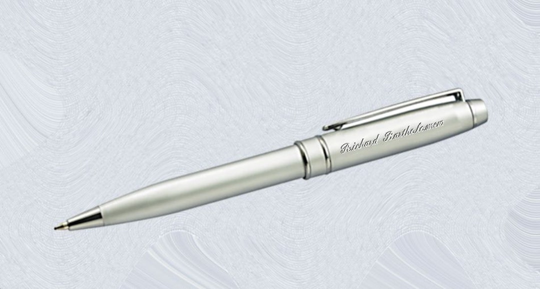 Personalized Ballpoint Pen Custom Engraved Buff Silvertone Metal AA32B ...