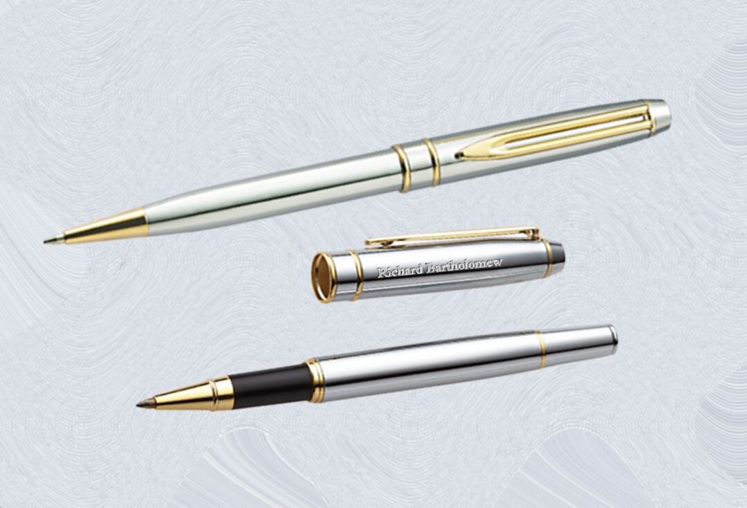 Personalized Engraved Rollerball & Pen Set Custom Engraved High Gloss ...