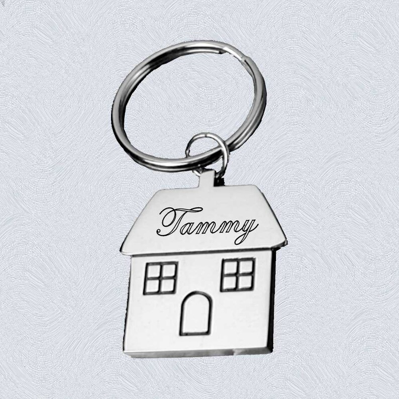 Personalized House Shaped Brass Key Chain BR96S Keychain - Etsy