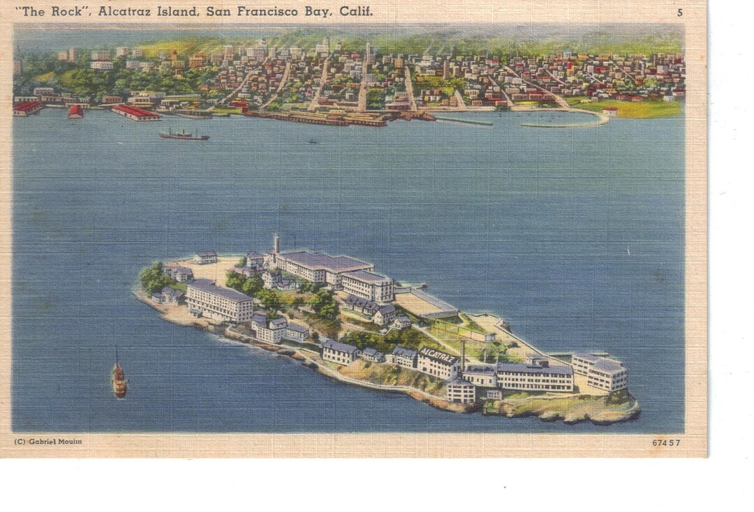 Vintage Postcard: the Rock, Alcatraz Island, San Francisco Bay ...