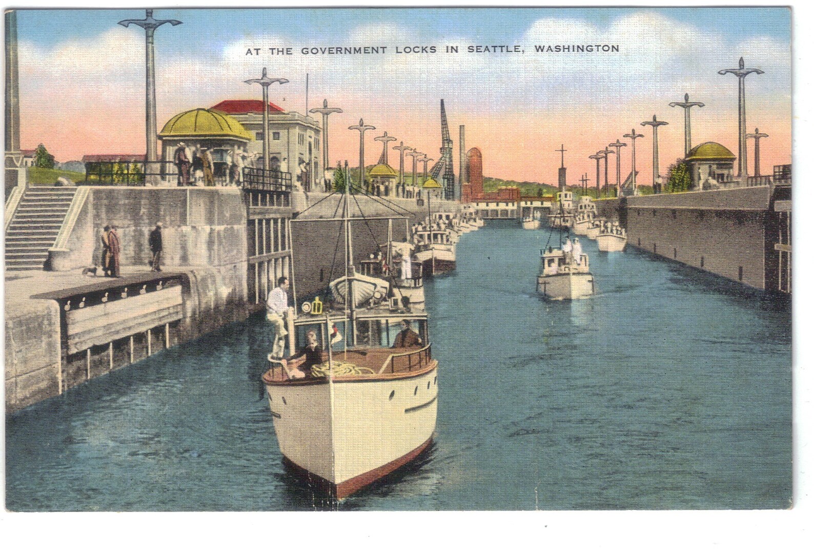 Government Locks in Seattle, Washington. Postcard With Boats, Unused ...