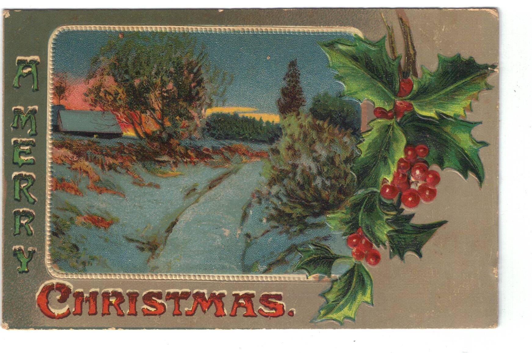 Merry Christmas Very early 1900s Antique postcard embossed | Etsy