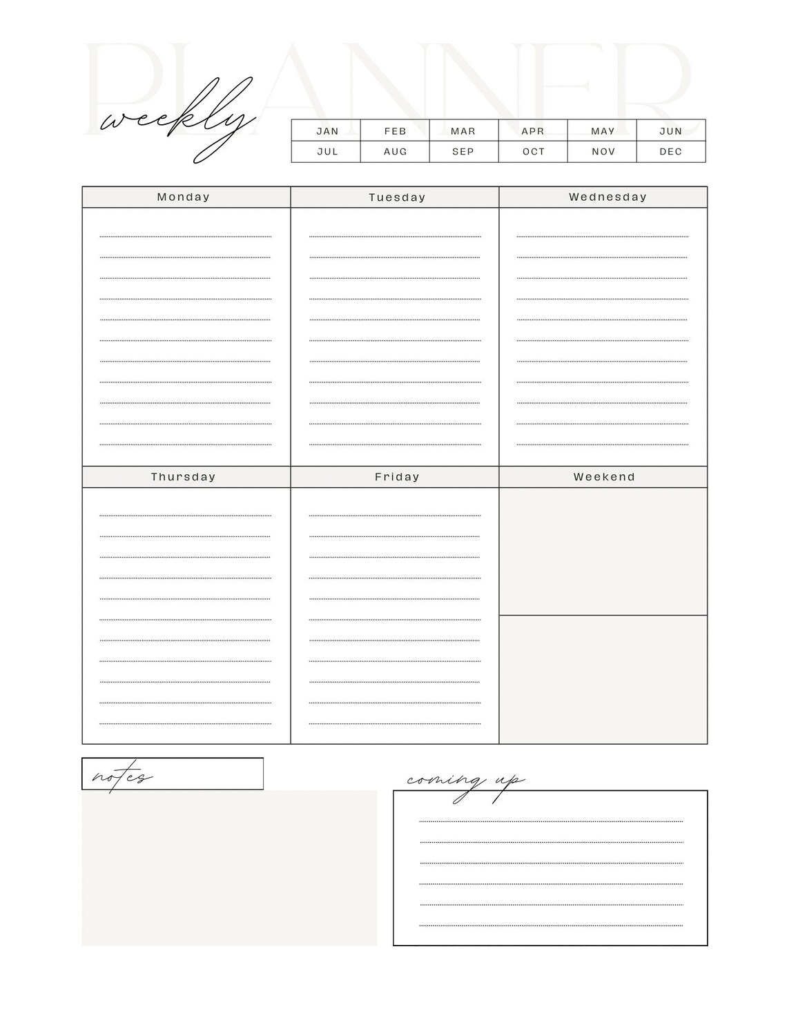 Weekly Planner// Digital Download // Instant Download // Canva Download ...