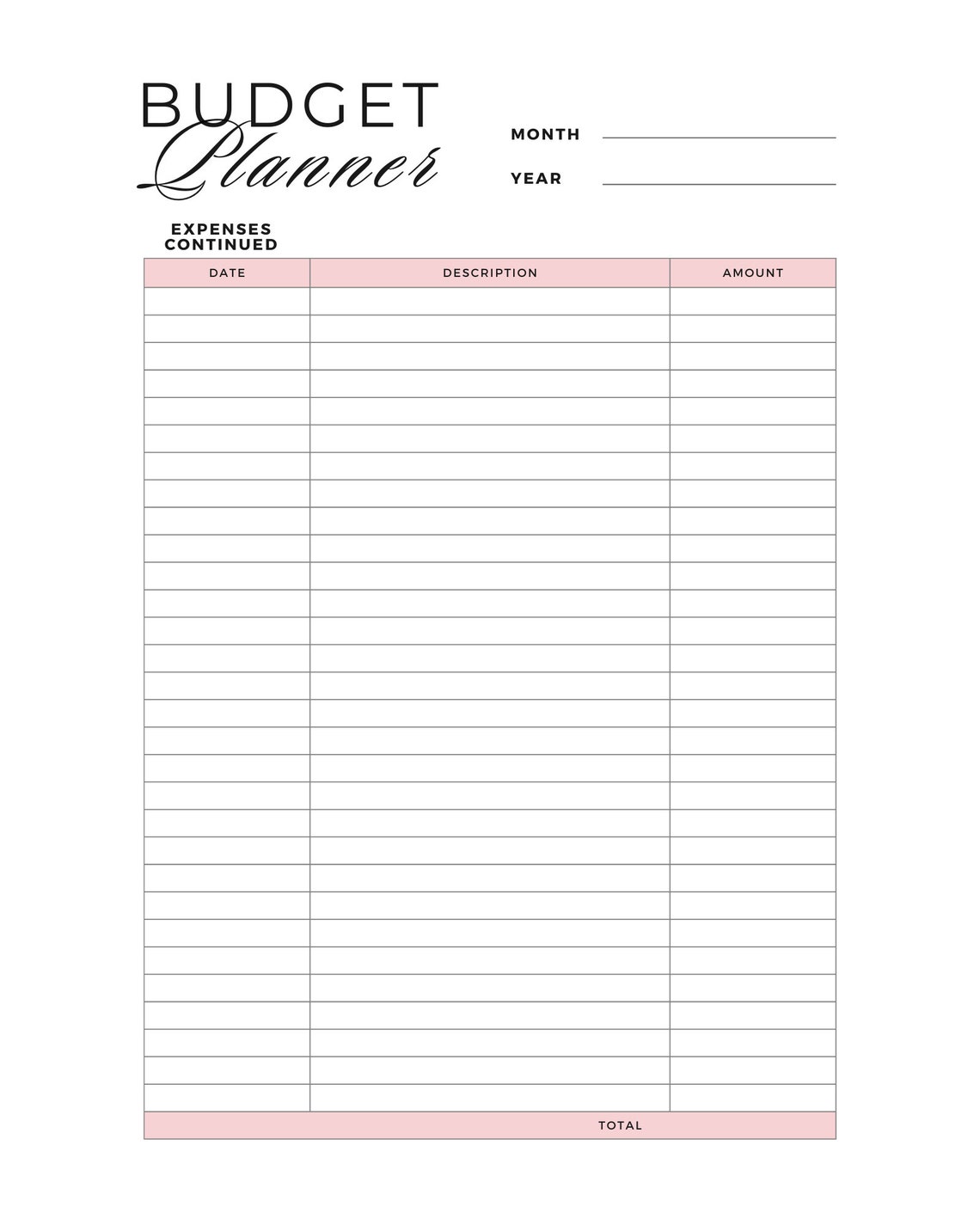 Monthly Budget, Digital Planner, Digital Download, PDF File, Save ...