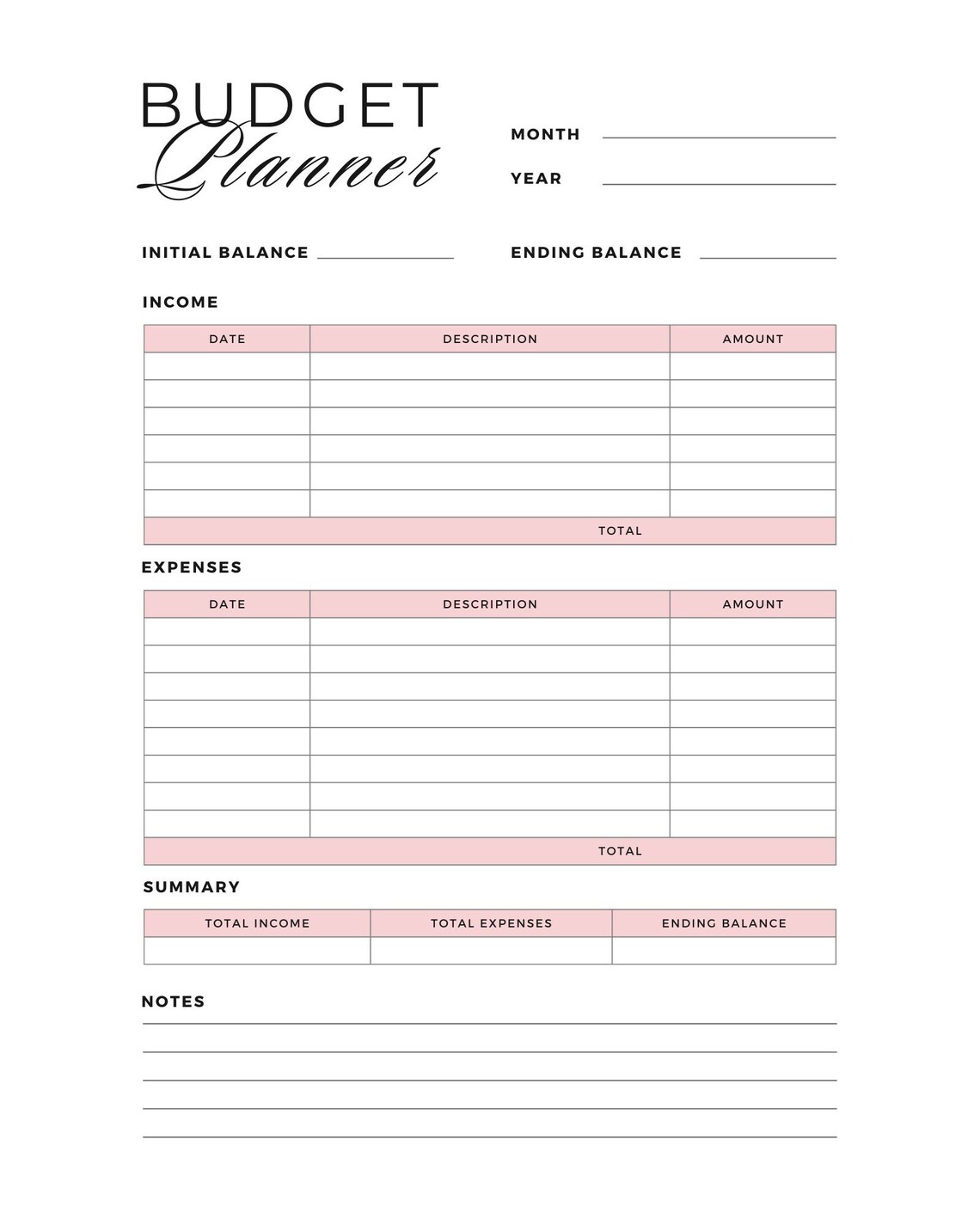 Monthly Budget, Digital Planner, Digital Download, PDF File, Save ...