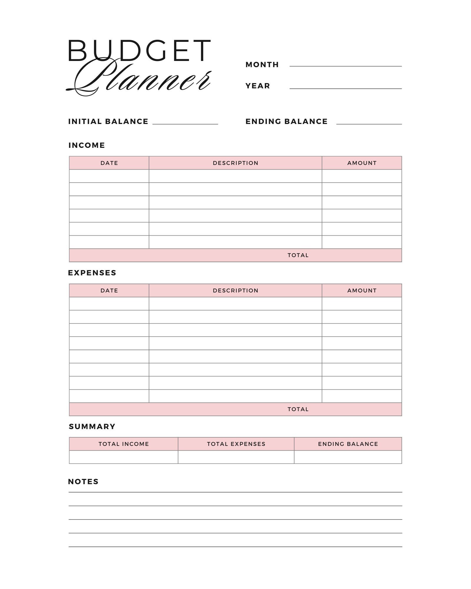 Monthly Budget, Digital Planner, Digital Download, PDF File, Save ...