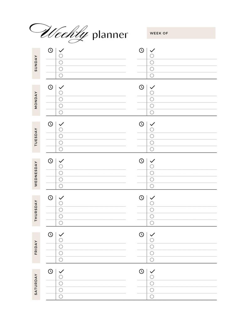 Weekly Planner// Digital Download // Instant Download // Canva Download ...