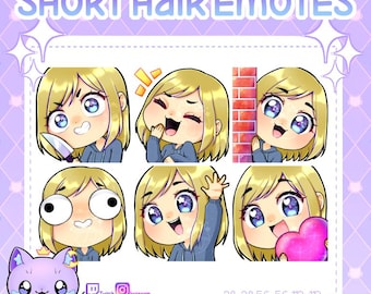 Kawaii Chibi Goth Emo Girl Bundle / (6) Cute Anime Emotes / Short Black ...