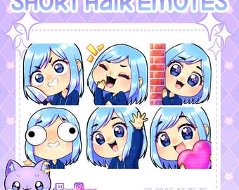 Kawaii Chibi Girl Emote Bundle / (6) Cute Anime Emojis / Short Purple ...
