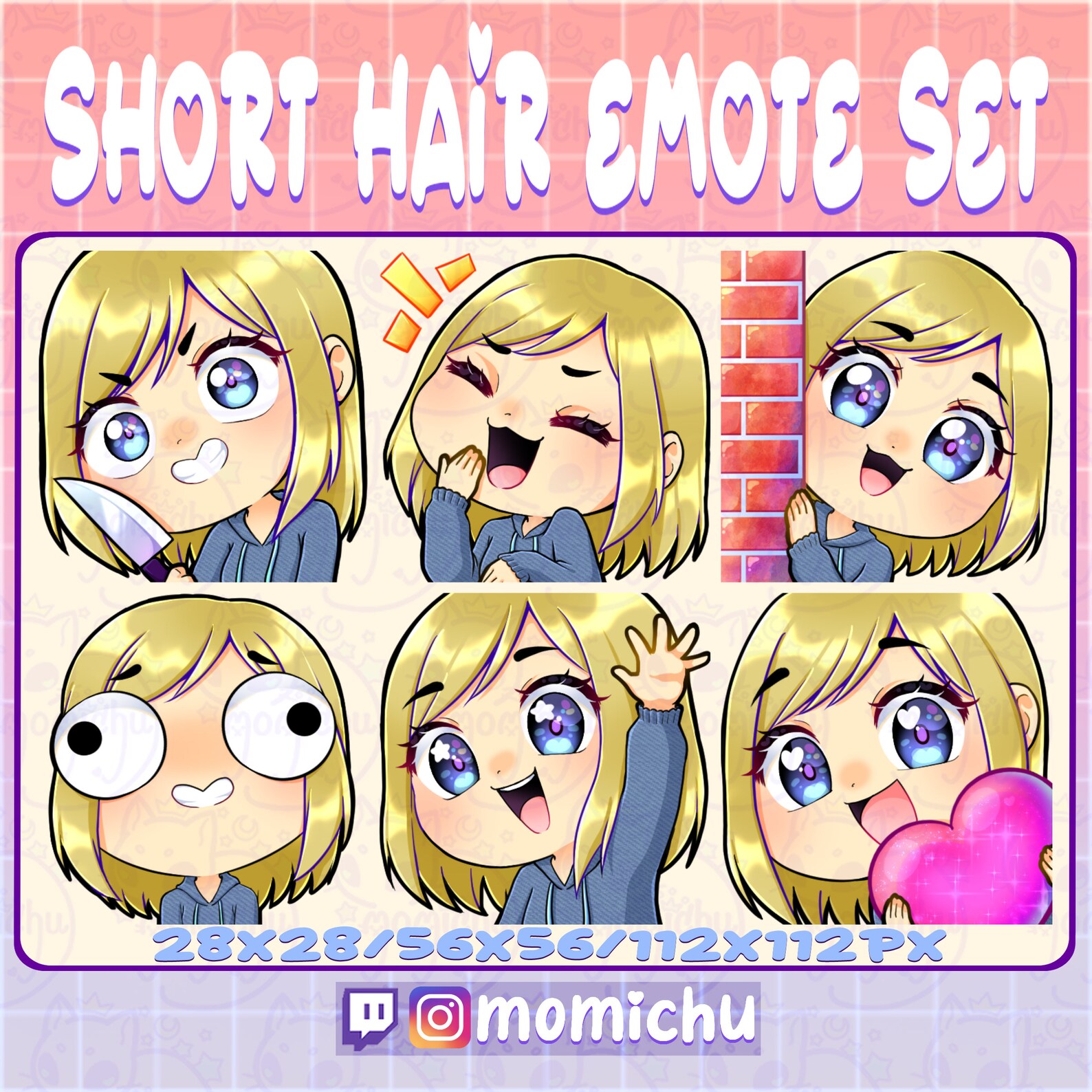 Emote Girl Short Blonde Hair - Etsy