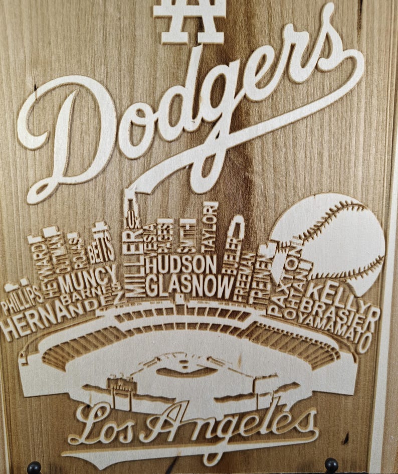 2024 MLB Champions - LA Dodgers Stadium - Engraved Wooden Sign With ...