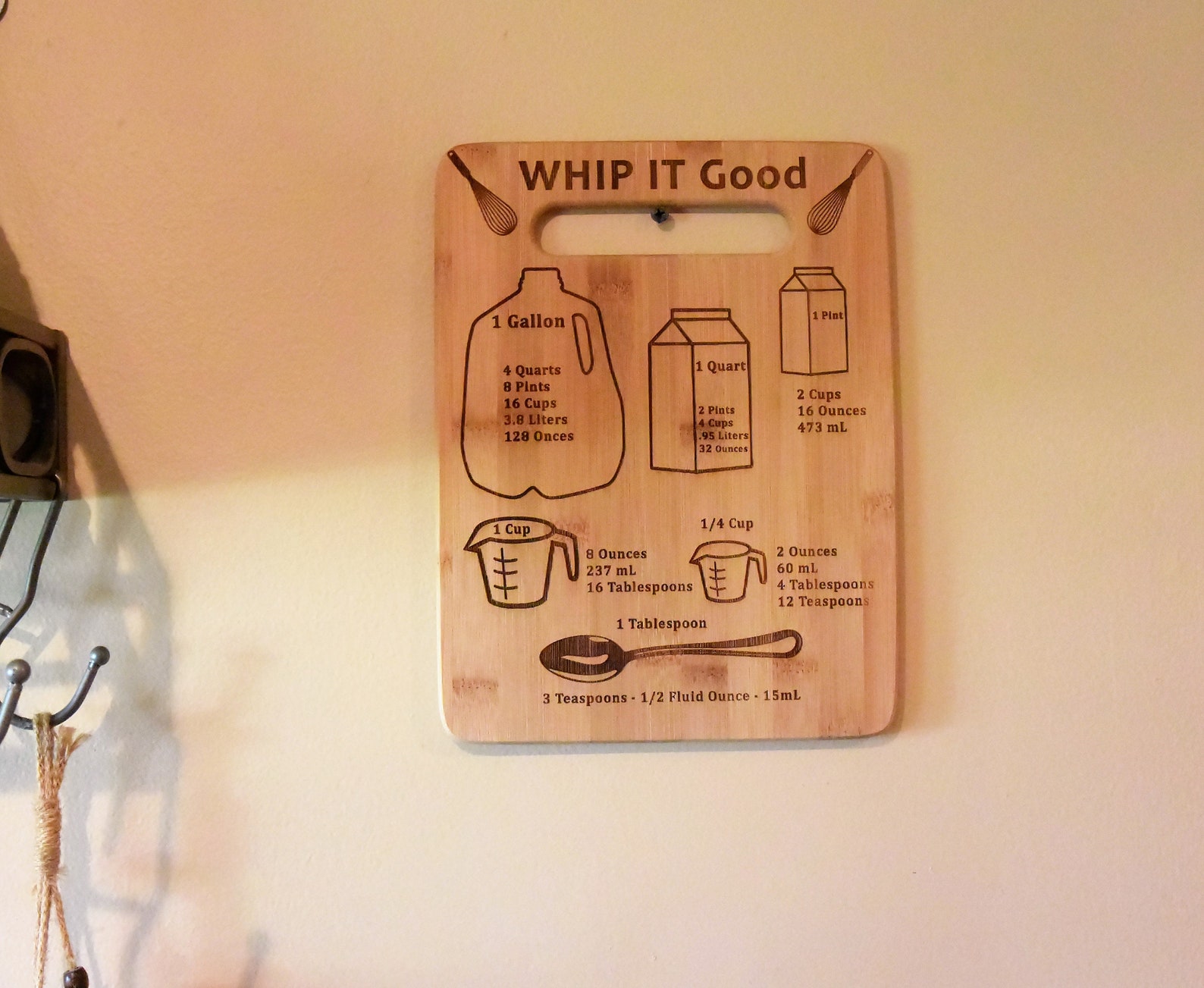 Kitchen Measurements Bamboo Cutting Board Wall Decor - Etsy