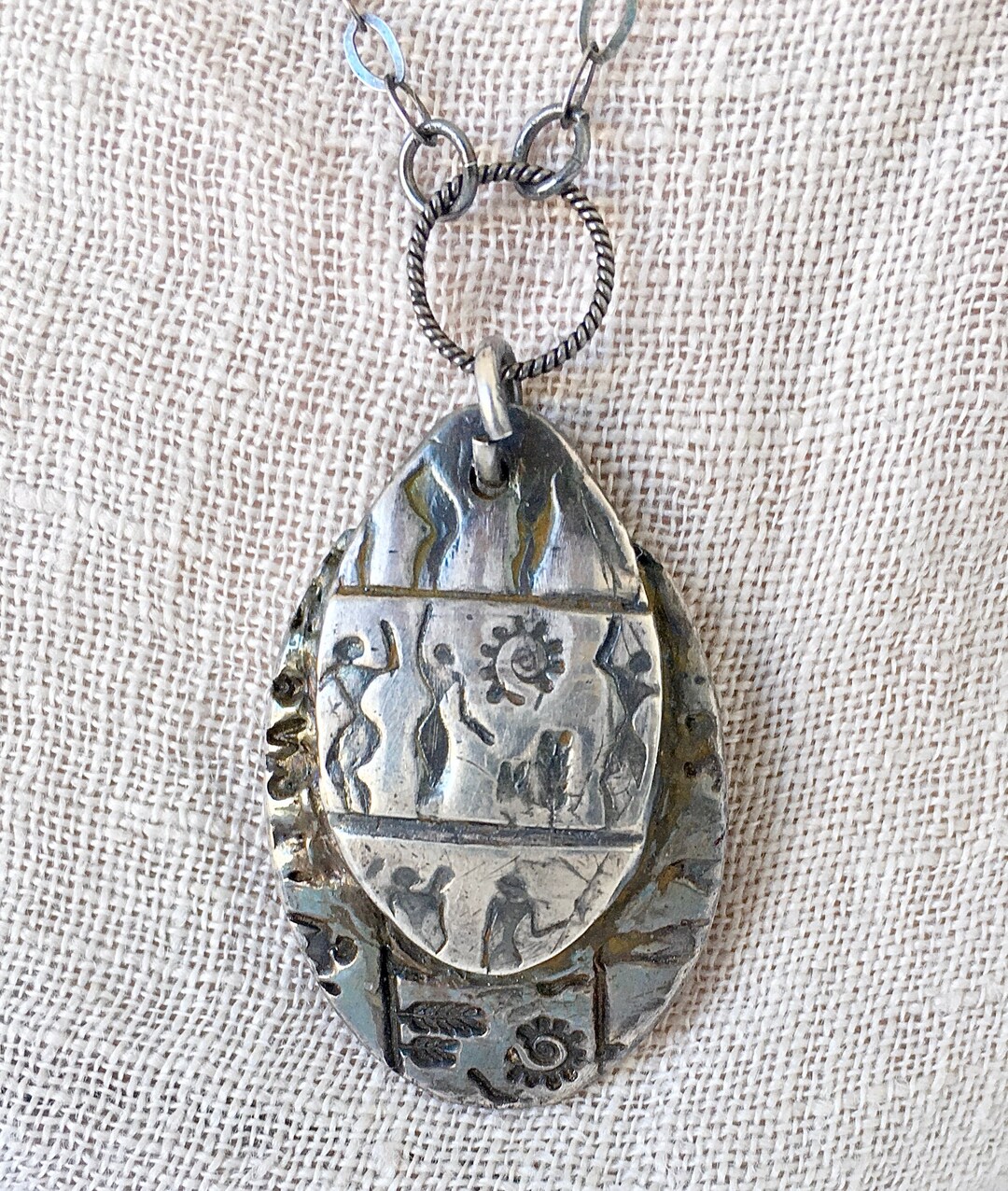 Oxidized Shamanic Amulet/texturized Fine Silver Pendant/ancient ...