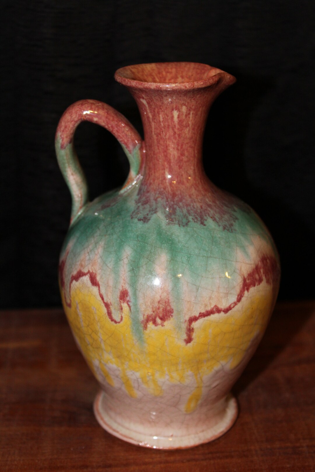 Small Cole Rebecca Jug Pottery With Rainbow Glaze, Seagrove, North ...