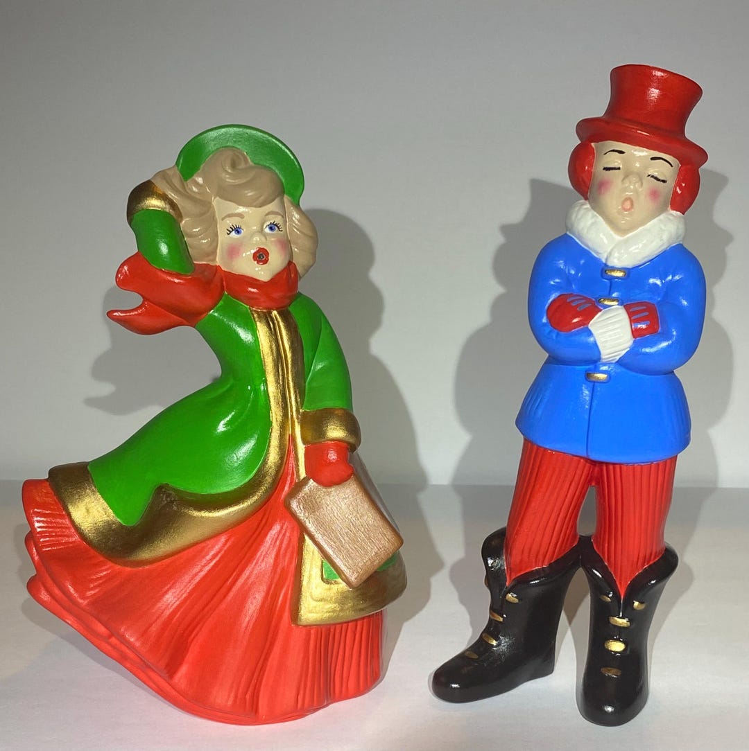 Unimpressed Boy and Windy Girl Christmas Caroler Set, Ceramic Atlantic ...
