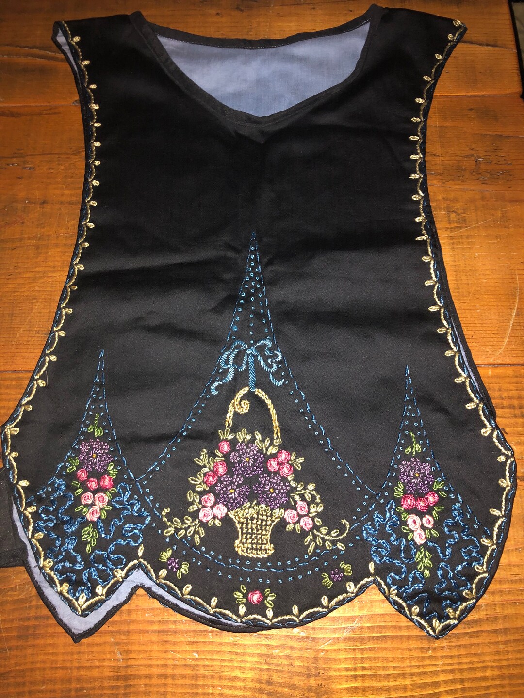 Traditional Embroidered Smock Vest, Most Likely Part of a Costume or ...