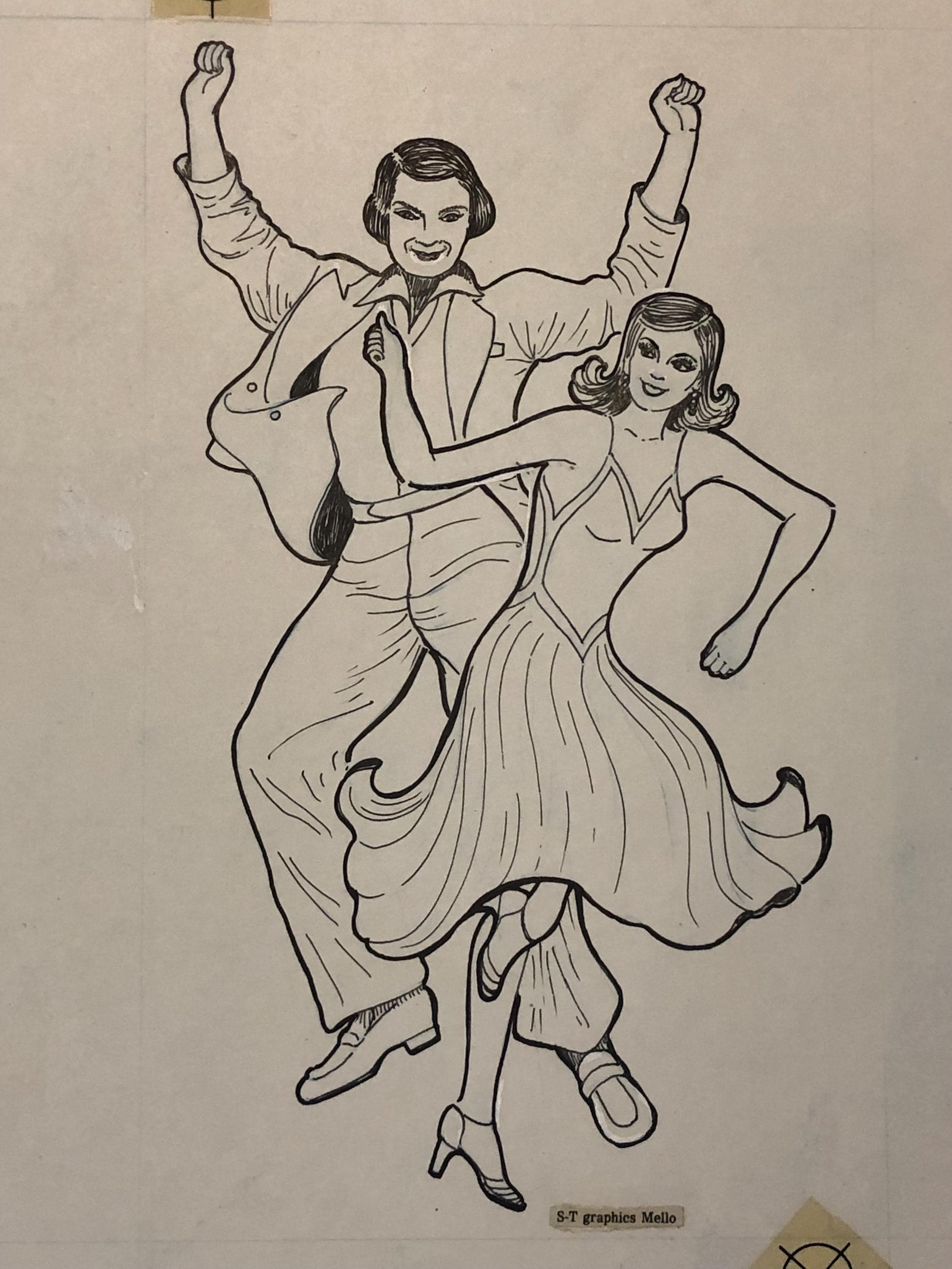 1970s Disco Dancers Illustration by Richard Mello - Etsy