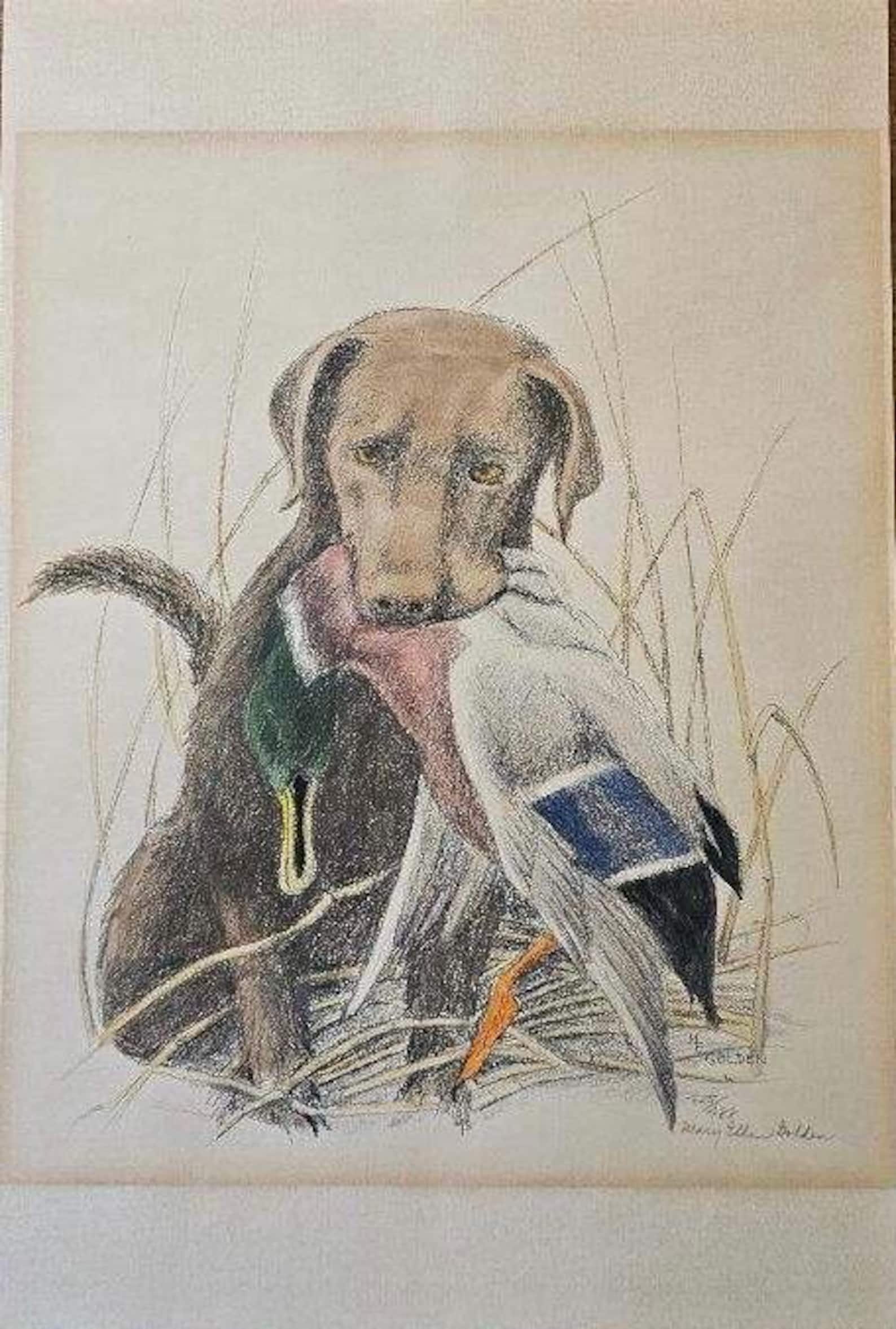 Labrador Dog With Duck, Art Print by Mary Ellen Golden, 425/488 - Etsy