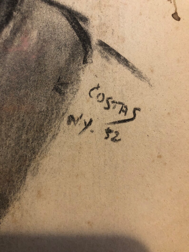 MCM Portrait of a Lady by Costas, Dated to 1952, Oil Pastel on Paper - Etsy