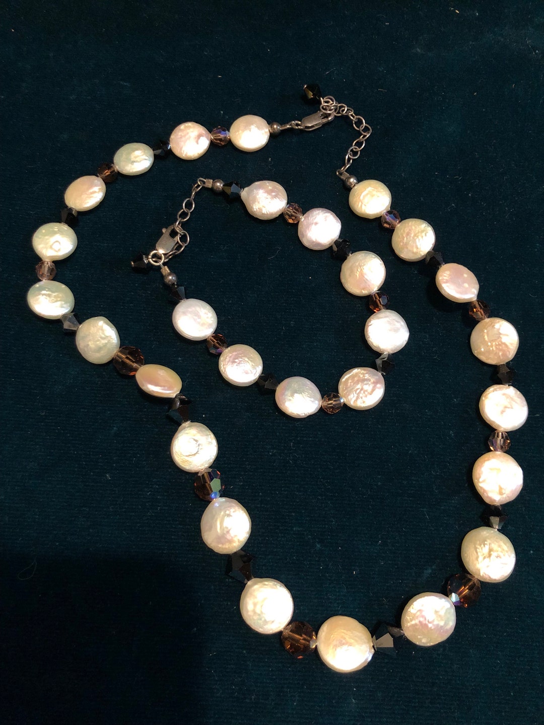 Handcrafted Pearl/beaded Necklace and Bracelet - Etsy