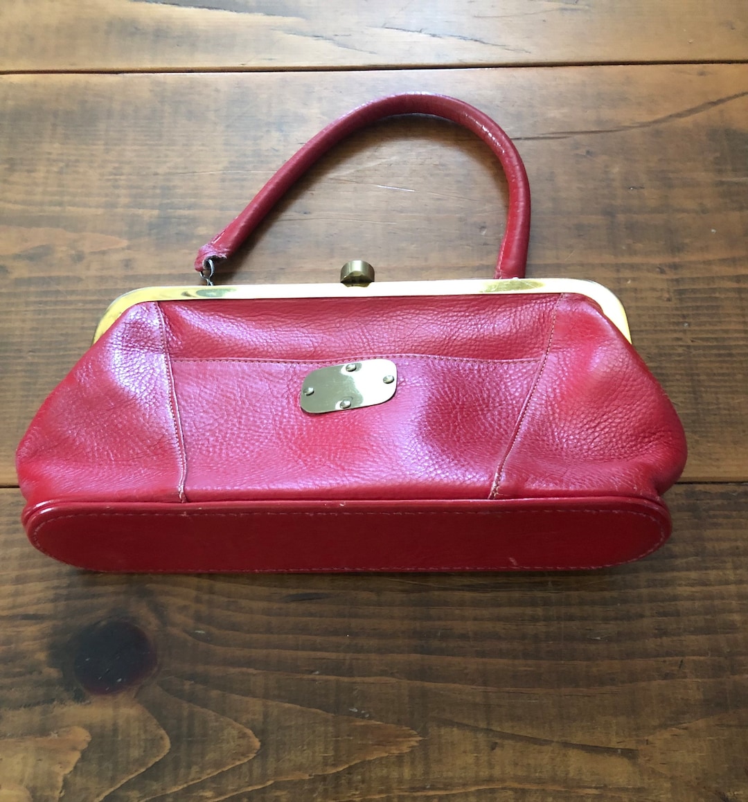 1950s MCM Vintage Red Leather Roger Van S. Purse - Etsy