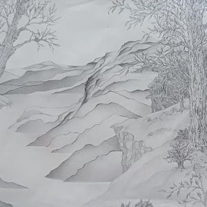 At the Mountain's Edge, Pencil Drawing on Paper, Signed N. Long '97 - Etsy