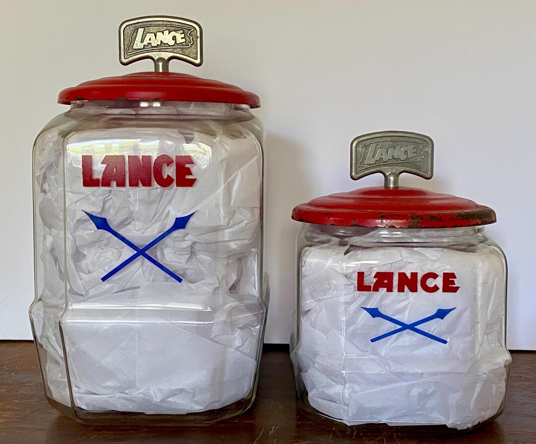 Lance Crossed Arrows Advertising Glass Jars With Metal Lids and RARE ...