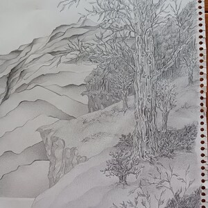 At the Mountain's Edge, Pencil Drawing on Paper, Signed N. Long '97 - Etsy