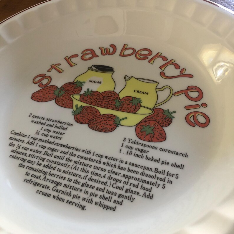 Strawberry Pie Recipe Pie Plate, Made by Hankook - Etsy