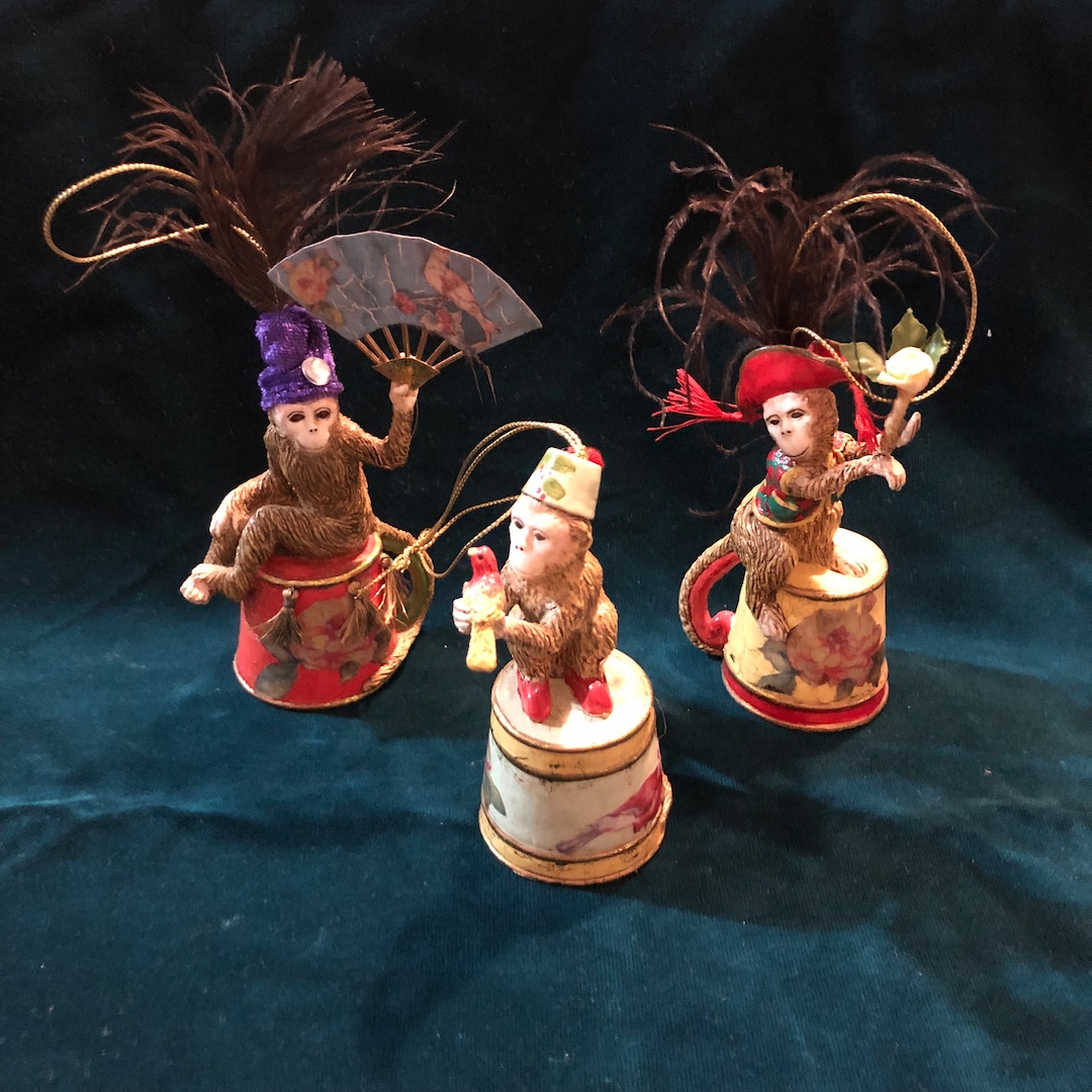 Silvestri Vintage Set of 3 Monkey Bell Ornaments by Christina Ladas - Etsy