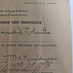 1930 Diphtheria Schick Test Certificate - Etsy