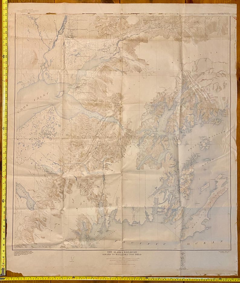 1940 USGS Topographical Map of the Alaska Railroad: Seward to Matanuska ...