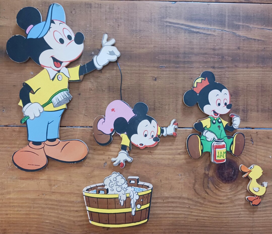Vintage Mikey Mouse Bath Time Wall Hanging, Walt Disney Productions - Etsy