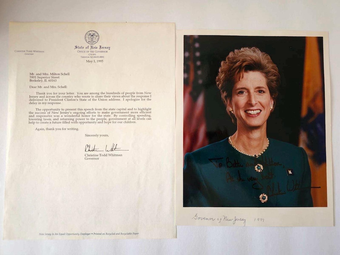 Governor Christine Todd Whitman(1997) Signed Photograph With ...