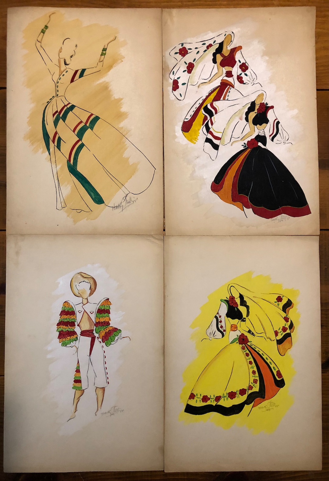 Series of 4 Harry Phillips Costume Design Sketches - Etsy