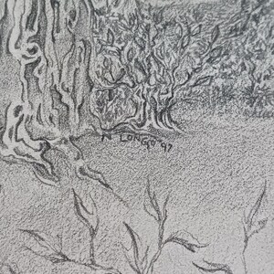 At the Mountain's Edge, Pencil Drawing on Paper, Signed N. Long '97 - Etsy