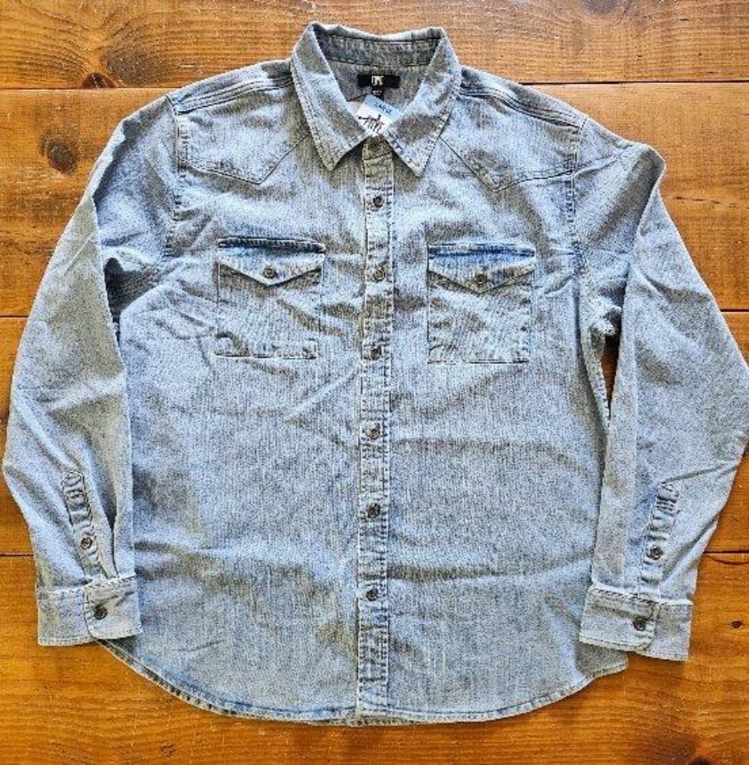 NOS Mens Western Denim Shirt by Frye, Size Large, - Etsy