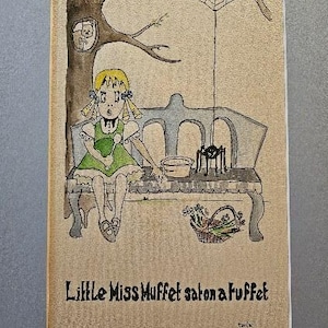 Little Miss Muffet Sat on A Tuffet Watercolor Illustration by Carla - Etsy