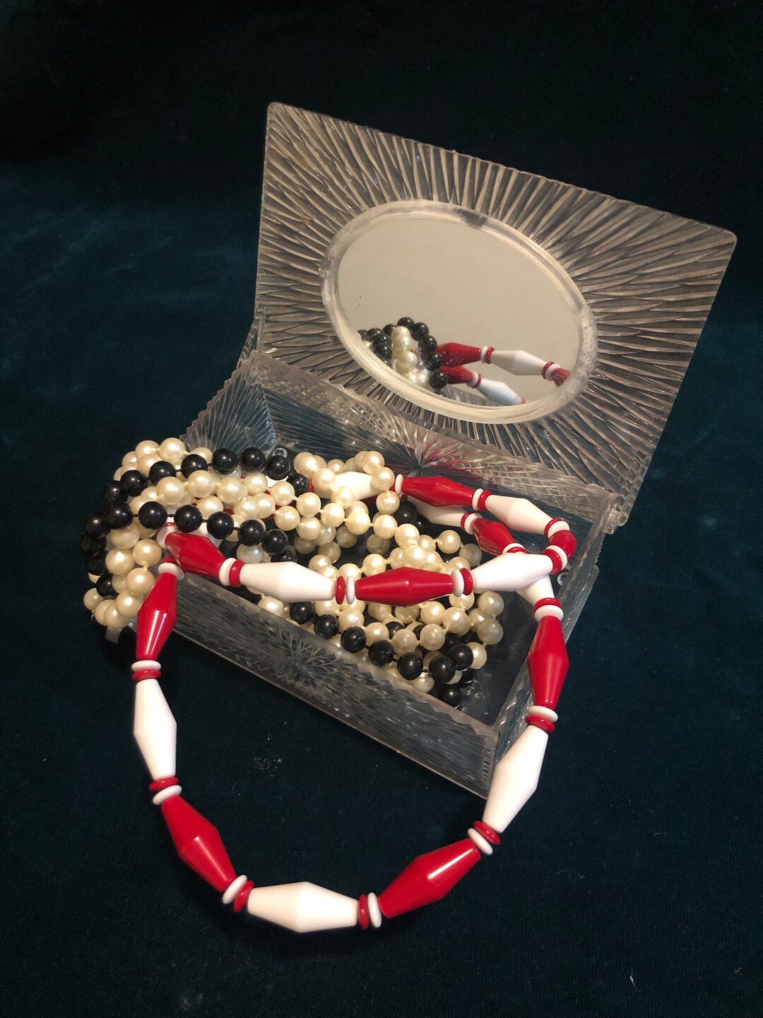 Atomic MCM Lucite Trinket Box With Necklaces - Etsy