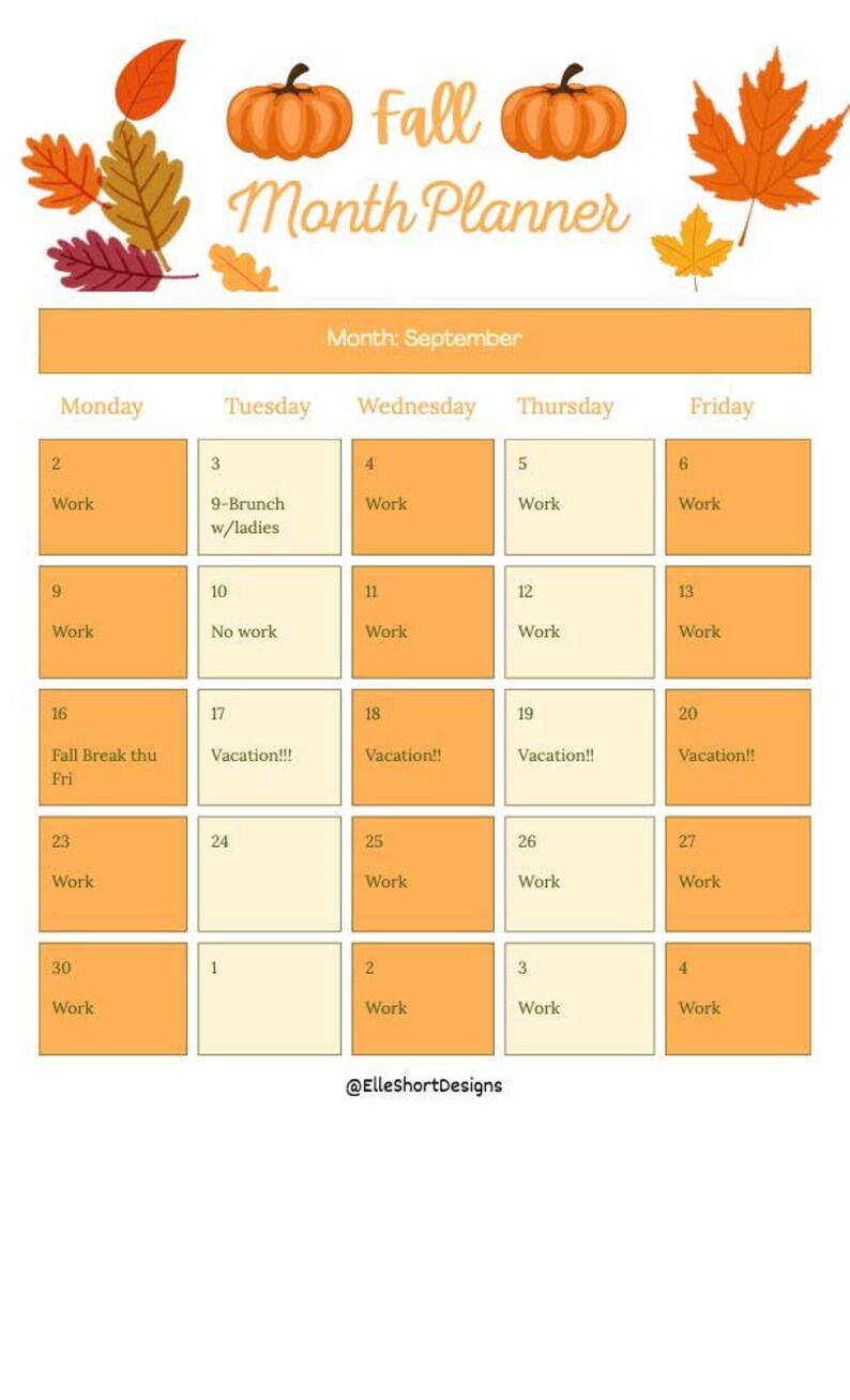 September Calendar! - Etsy