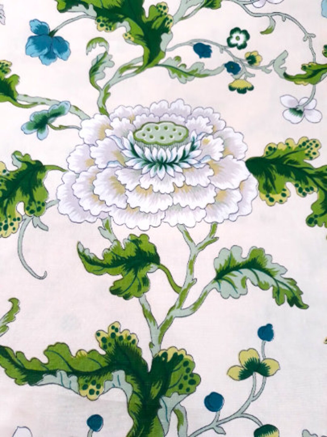 1+ Yard Brunschwig & Fils Athos Spring Aqua 100% Hand Printed Linen ...