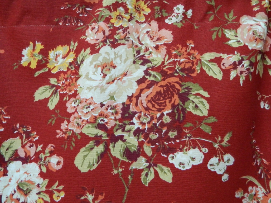 Waverly Rose Garden Window Valance Rod Pocket Scalloped Valance Cotton ...