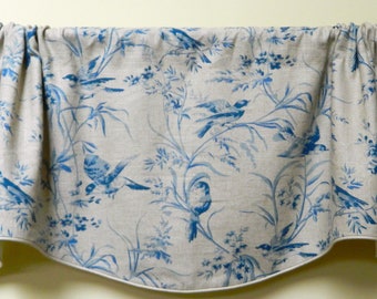 Projet-french General Aviary Toile Indigo-window Valance Lined Corded ...