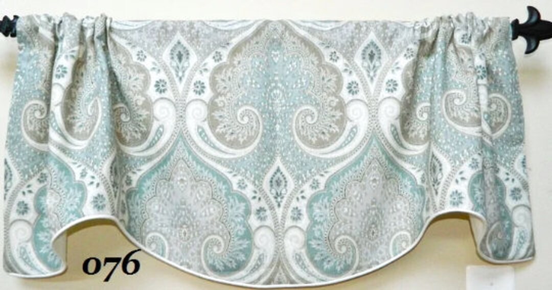 Kravet "latika" Seafoam Window Valance Corded Lined Rod Pocket ...