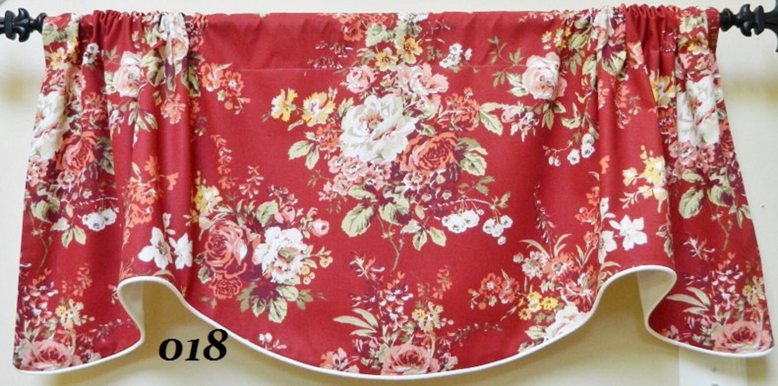 Waverly Rose Garden Window Valance Rod Pocket Scalloped Valance Cotton ...