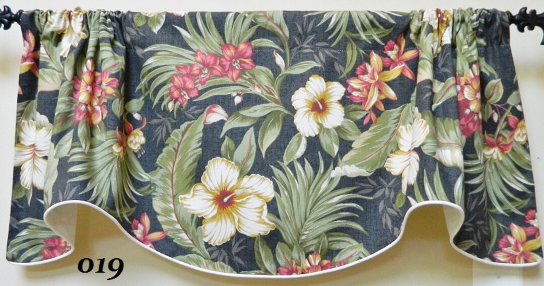 Waverly Tropical Floral Pattern Window Valance /corded, Lined Valance ...
